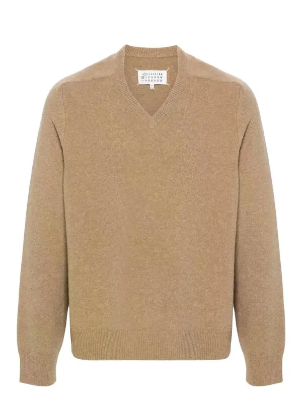 MAISON MARGIELA V-neck Wool Jumper - Neutrals