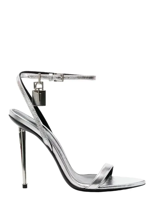 TOM FORD Padlock-detail Metallic Sandals - Silver