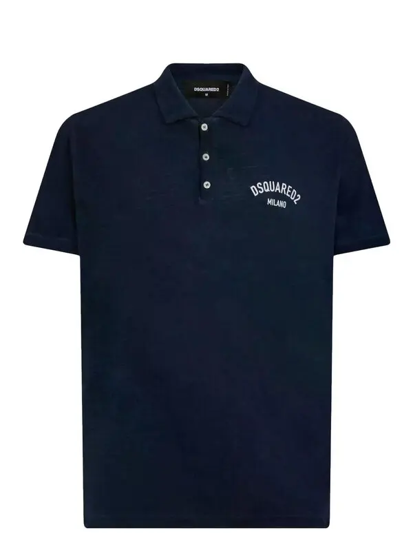 Dsquared2 Logo-print Cotton Blend Polo Shirt - Blue