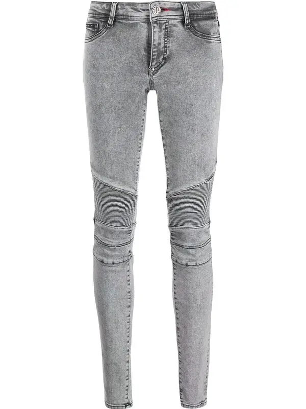 Philipp Plein Acid Wash Skinny Jeggings - Black
