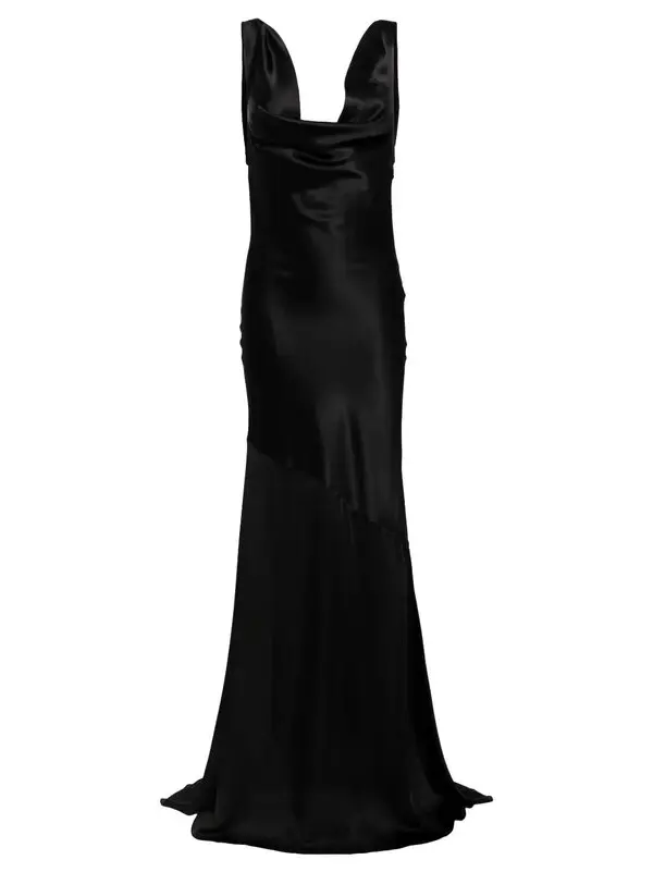 Kiki De Montparnasse Silk Cowl Neck Dress - Black