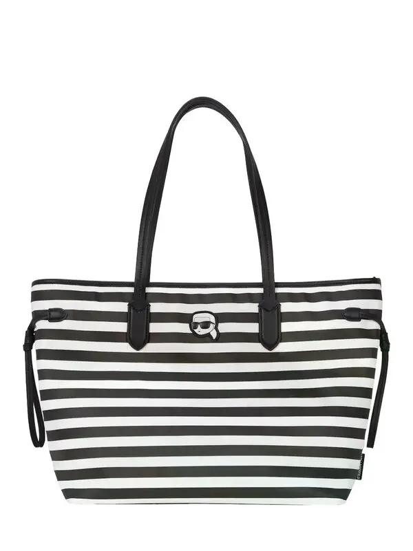Karl Lagerfeld Ikon Karl Striped Tote Bag - Black