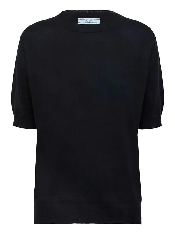 Prada Triangle-logo Cashmere Knitted Top - Blue
