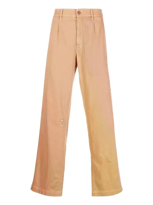 Palm Angels Ripped-detail Straight-leg Trousers - Neutrals