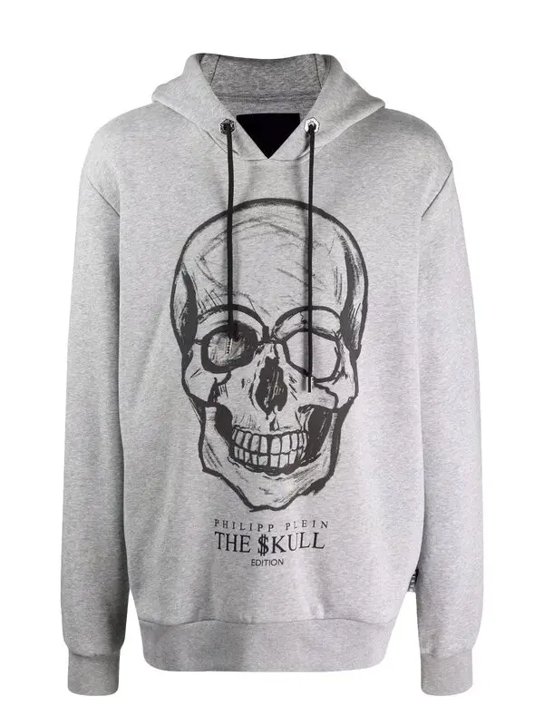 Philipp Plein Skull Print Hoodie - Grey