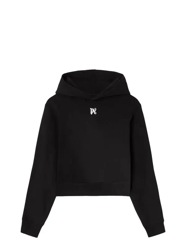 Palm Angels Wings Print Cotton Hoodie - Black