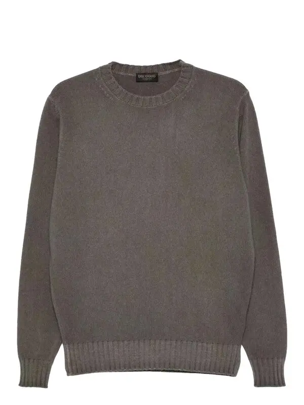 DELL'OGLIO Crew Neck Merino Wool Blend Sweater - Grey