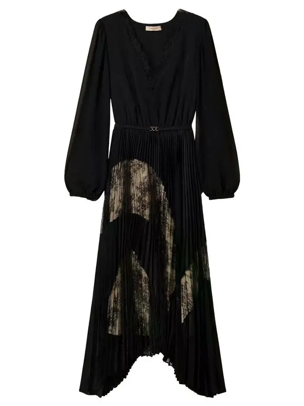 TWINSET Pleated Georgette Dress - Black