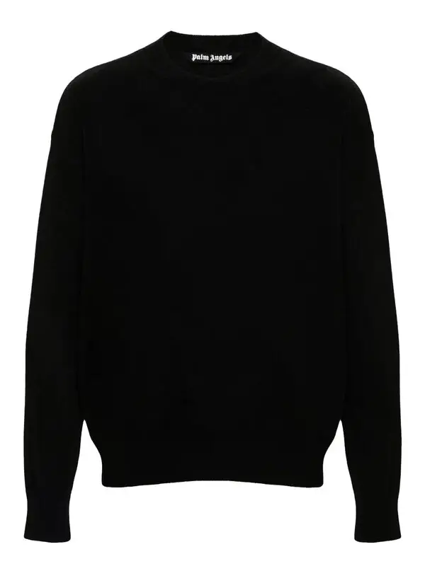 Palm Angels Monogram-print Crew-neck Jumper - Black