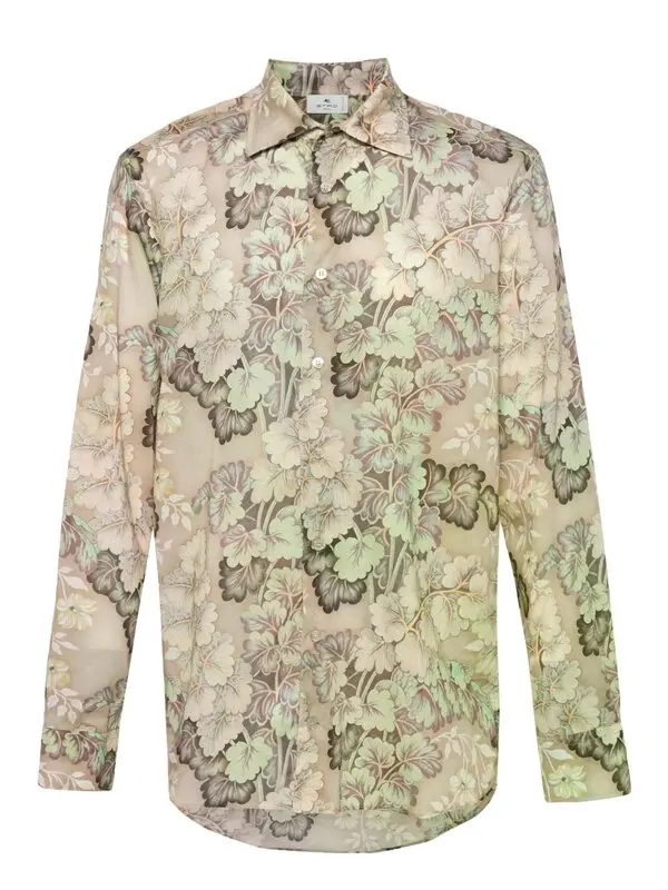 Etro Floral-print Cotton Shirt - Neutrals