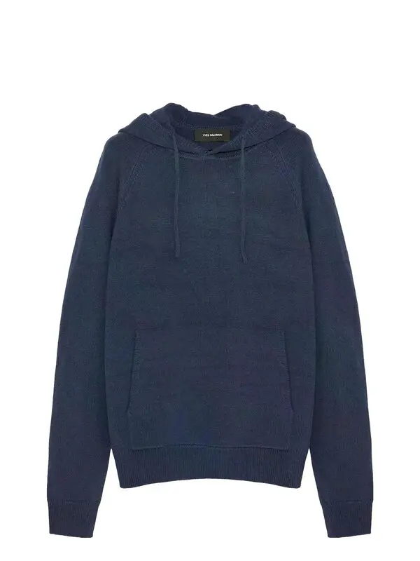 YVES SALOMON Knit Hoodie - Blue