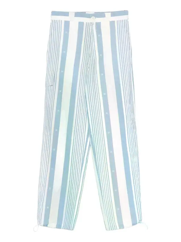 Givenchy 4g-striped Cotton-linen Trousers - Blue
