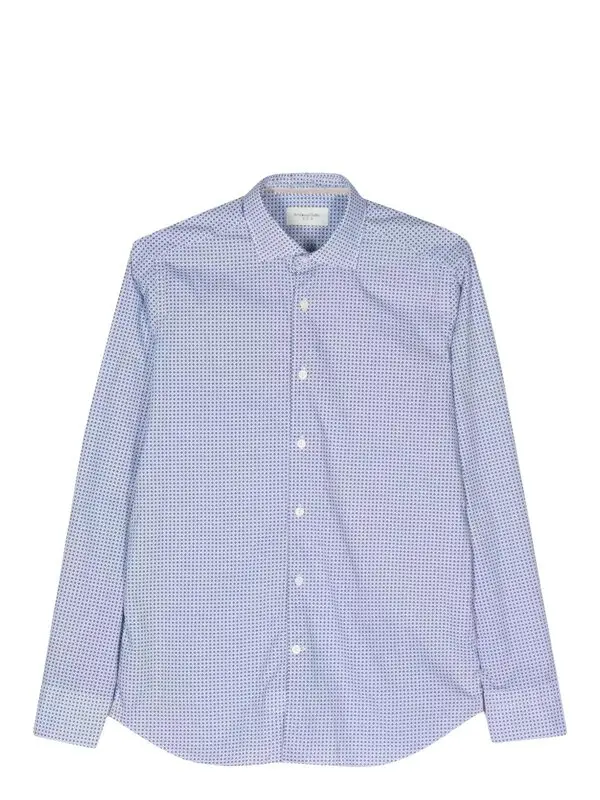 TINTORIA MATTEI 954 Geometric-print Cotton Shirt - Blue