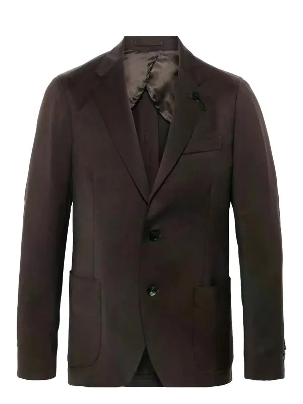 LARDINI Brooch-logo Appliqué Blazer - Brown