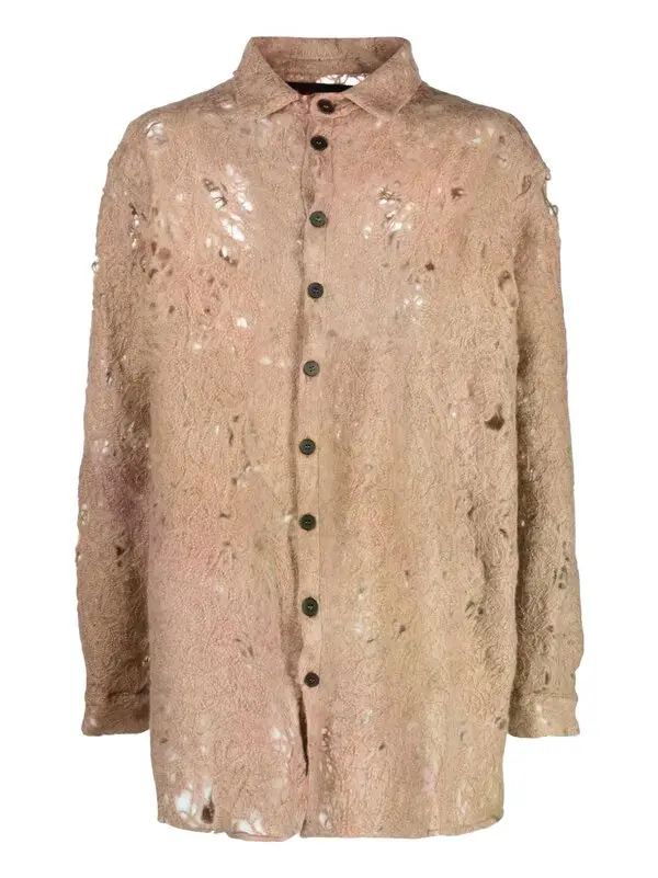 VITELLI Raw-cut Finish Long-sleeve Shirt - Neutrals