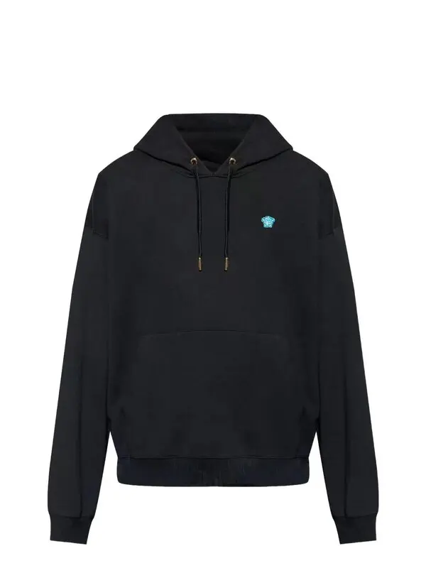 Versace Embroidered-logo Cotton Hoodie - Black