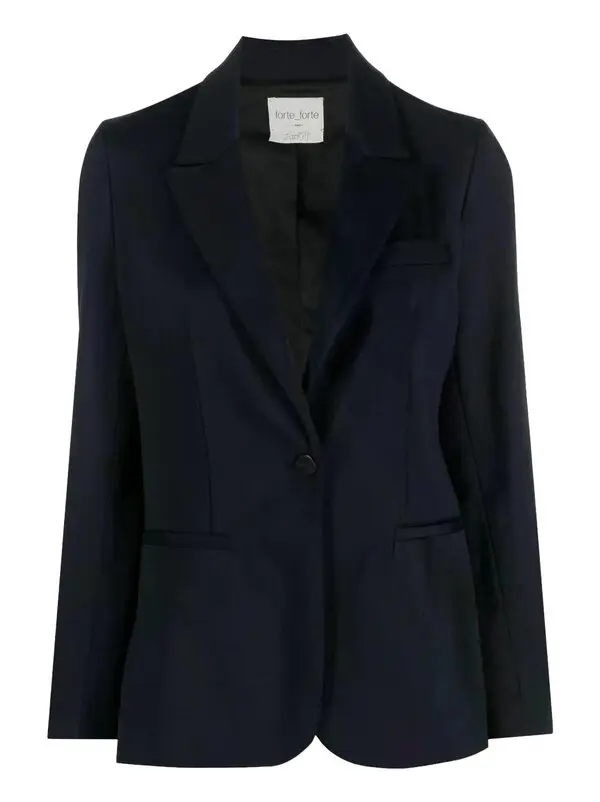 FORTE_FORTE Single-breasted Classic-lapel Blazer - Blue