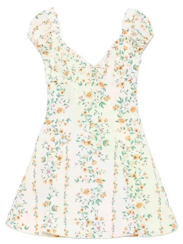 Agua Bendita Floral-print Cotton Dress - Neutrals
