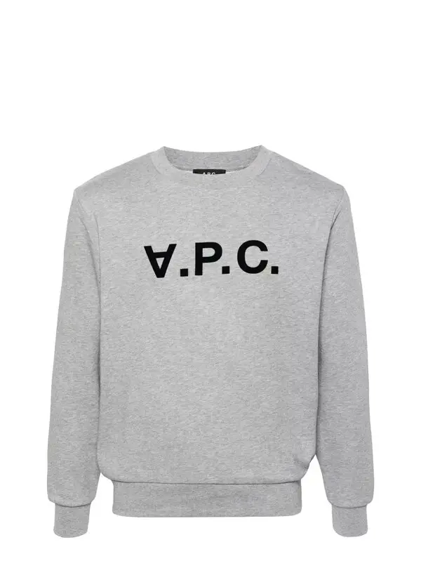 A.p.c. Flocked-logo Cotton Sweatshirt - Grey