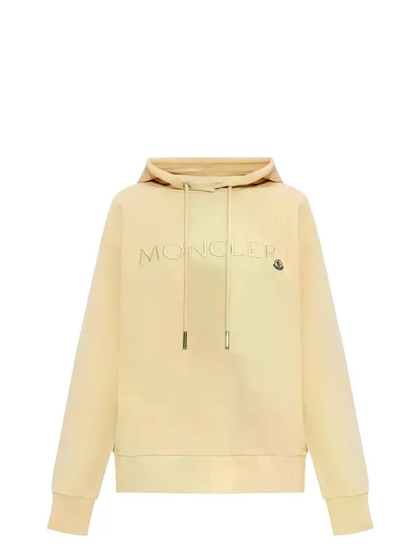 Moncler Logo-embroidered Cotton Hoodie - Neutrals