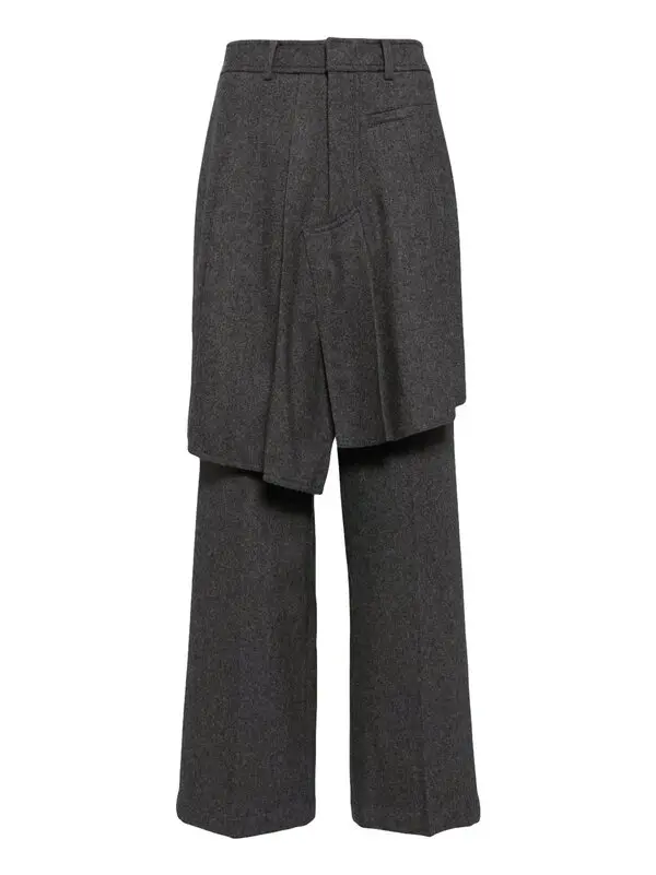 Goen.j Asymmetric Pleated Straight Pants - Grey