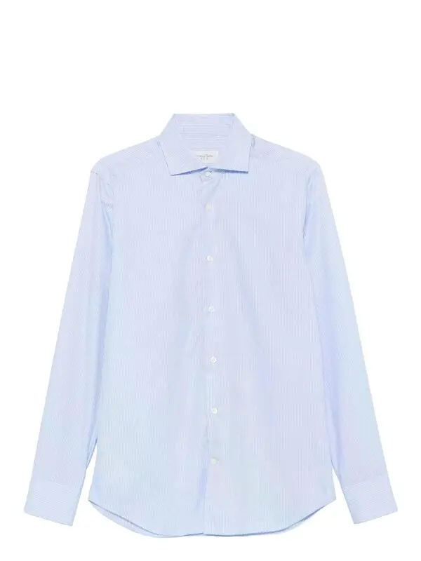 TINTORIA MATTEI 954 Patterned-jacquard Shirt - Blue