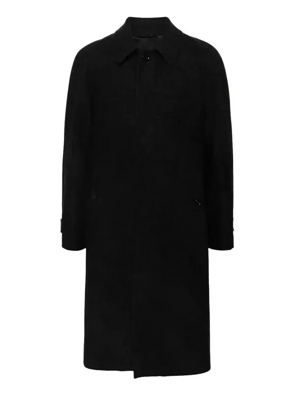 LARDINI Striped Virgin Wool-cashmere Coat - Black