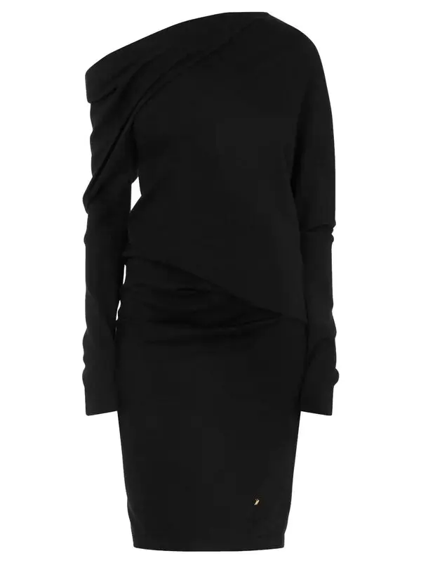 Moschino Asymmetric Neck Mini Dress - Black