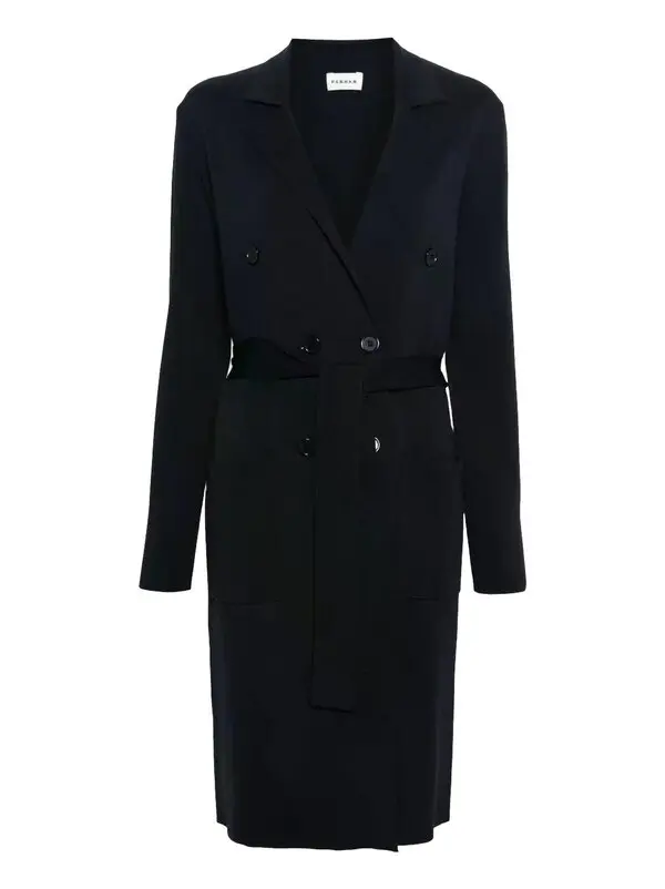 P.a.r.o.s.h Knitted Double-breasted Midi Coat - Blue