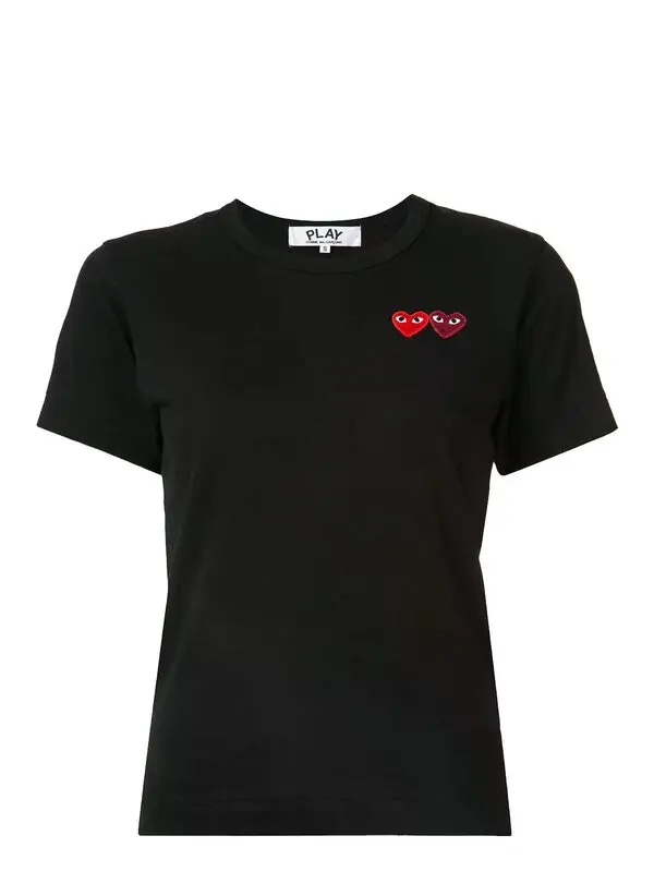 Play Comme Des Garcon Embroidered Heart T-shirt - Black