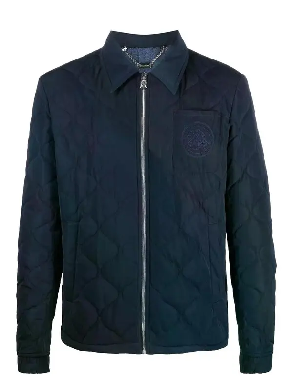 BILLIONAIRE Embroidered Quilted Windbreaker - Blue