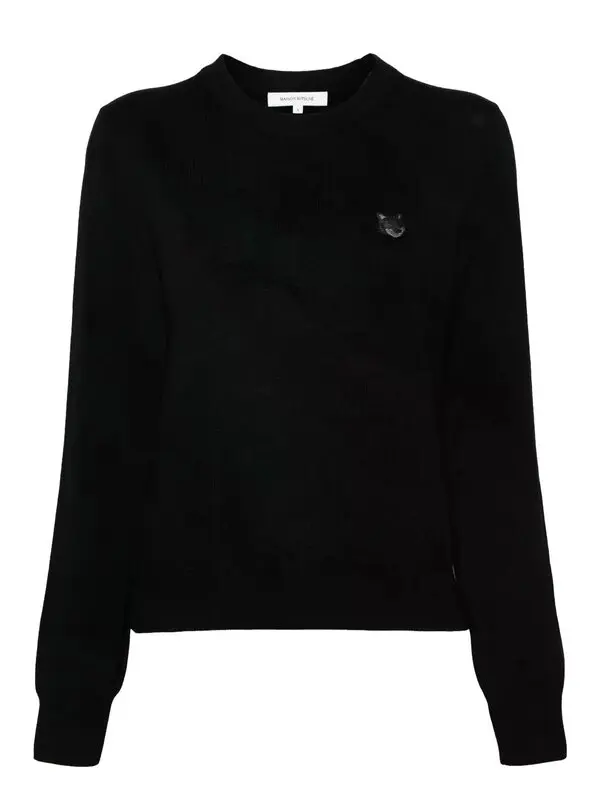 Maison Kitsuné Fox-appliqué Wool Jumper - Black