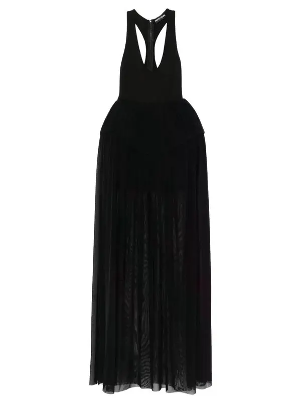 David Koma Pleated Tulle Gown - Black