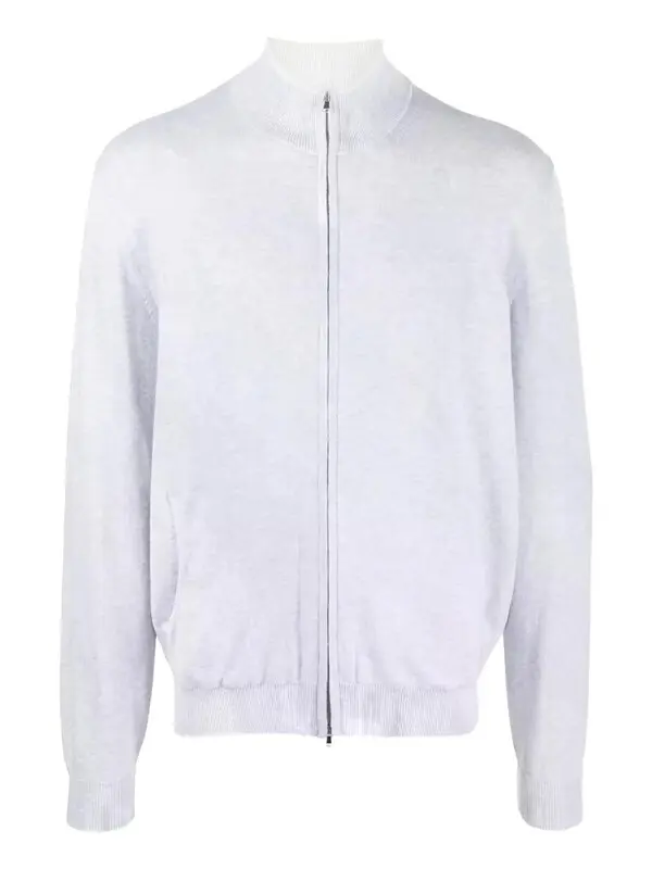 Eleventy Mélange-effect Slogan-print Cardigan - Grey