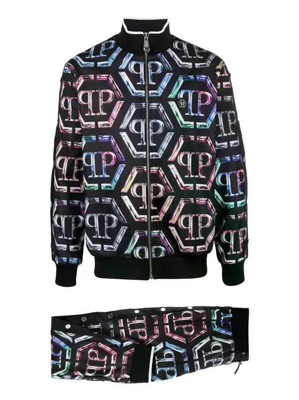 Philipp Plein Logo-print Stretch-cotton Tracksuit - Black