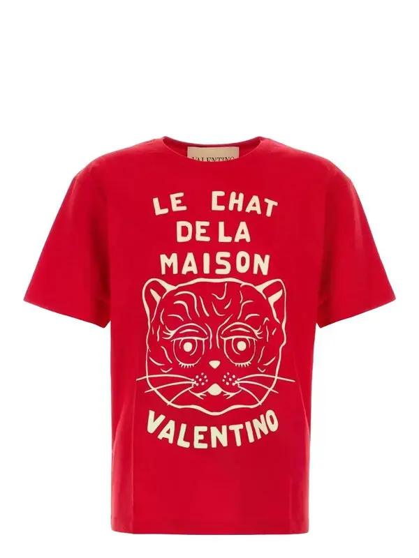 Valentino Garavani Le Chat De La Maison-print T-shirt - Red