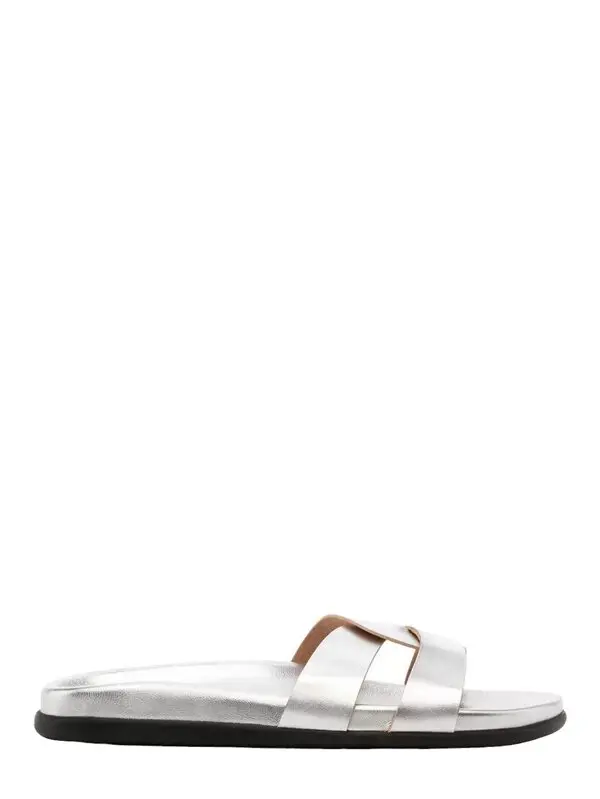 ANCIENT GREEK SANDALS Desmos Leather Flat Sandals - Silver