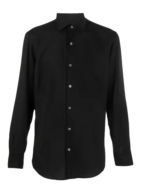 Zegna Spread-collar Cotton-cashmere Shirt - Black