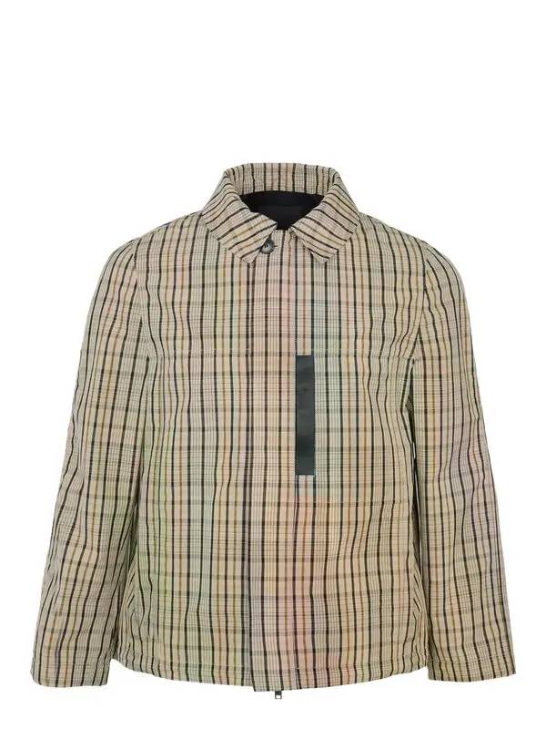 YVES SALOMON Check-pattern Leather-detail Jacket - Neutrals