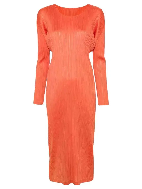 Issey Miyake Plissé Midi Dress - Orange