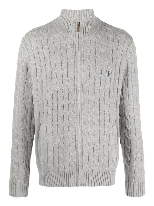 Polo Ralph Lauren Polo Pony-motif Cable-knit Cardigan - Grey