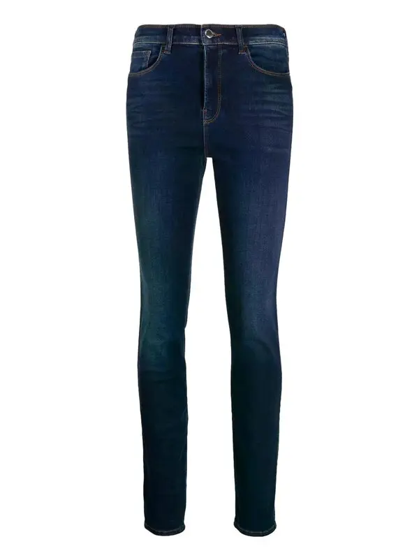 Emporio Armani Logo-embroidered Skinny Jeans - Blue