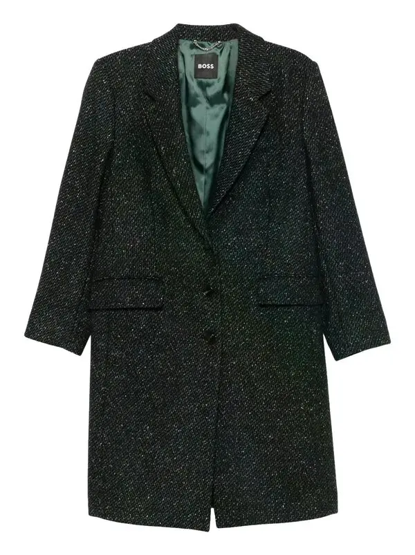 BOSS Patterned Jacquard Mid-length Coat - Blue