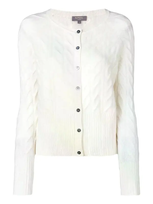 N.peal Cable Knit Cashmere Cardigan - Neutrals