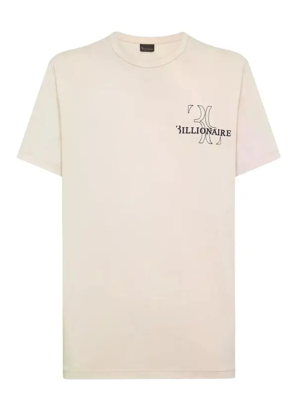 BILLIONAIRE Logo-embroidered Cotton T-shirt - Neutrals