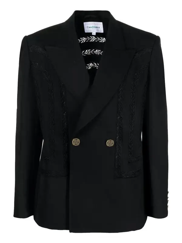 Casablanca Broderie Anglaise Double-breasted Blazer - Black