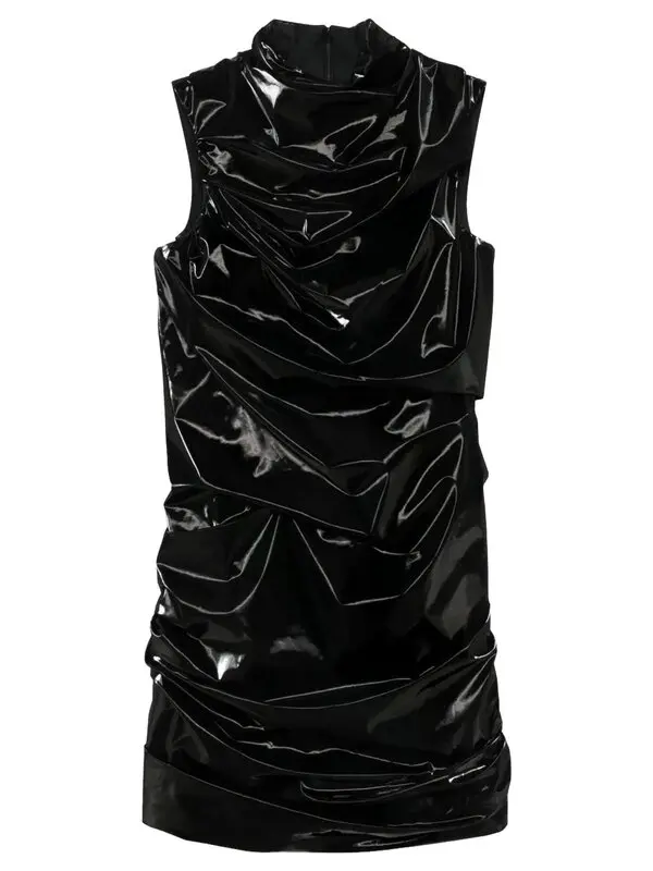 Alexander McQueen Laminated Mini Dress - Black