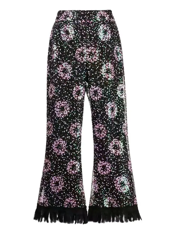 Anna Sui Cropped Sequin-embellished Trousers - Black