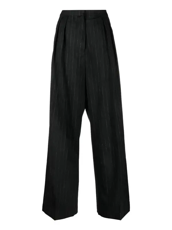 RÓHE Striped Wide-leg Trousers - Black