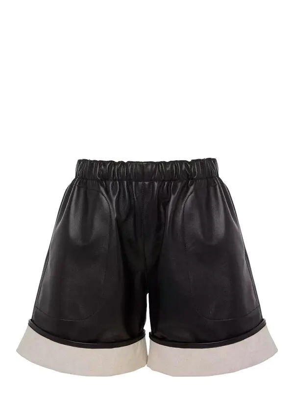 JW Anderson Contrast-hem Leather Shorts - Black